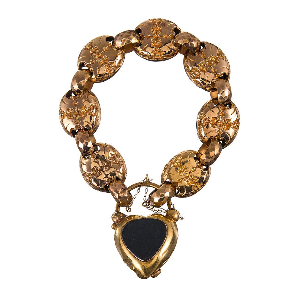 Stylized Victorian Garnet Gold “Gate” Bracelet at 1stDibs | garnet gate