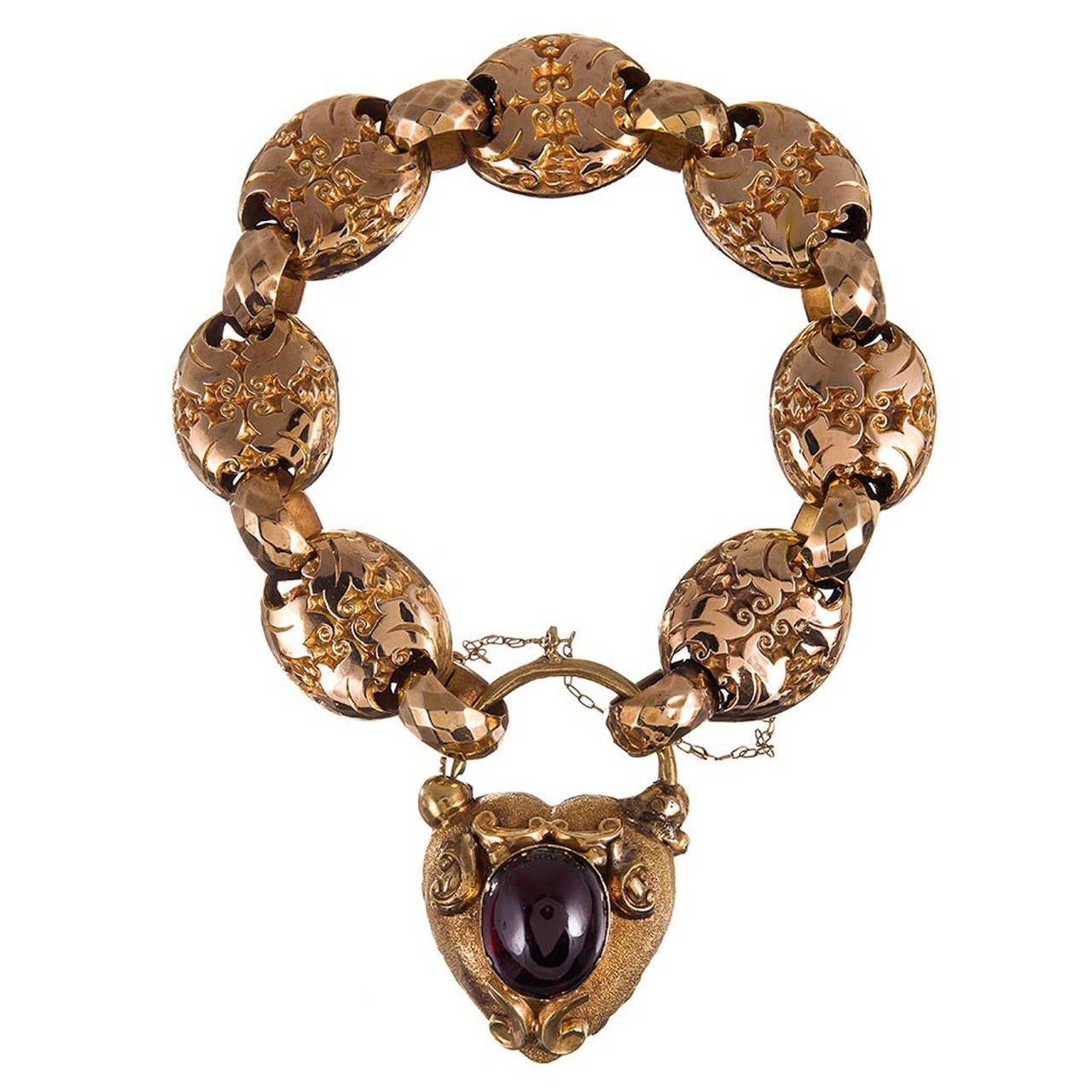 Stylized Victorian Garnet Gold “Gate” Bracelet at 1stDibs | garnet gate