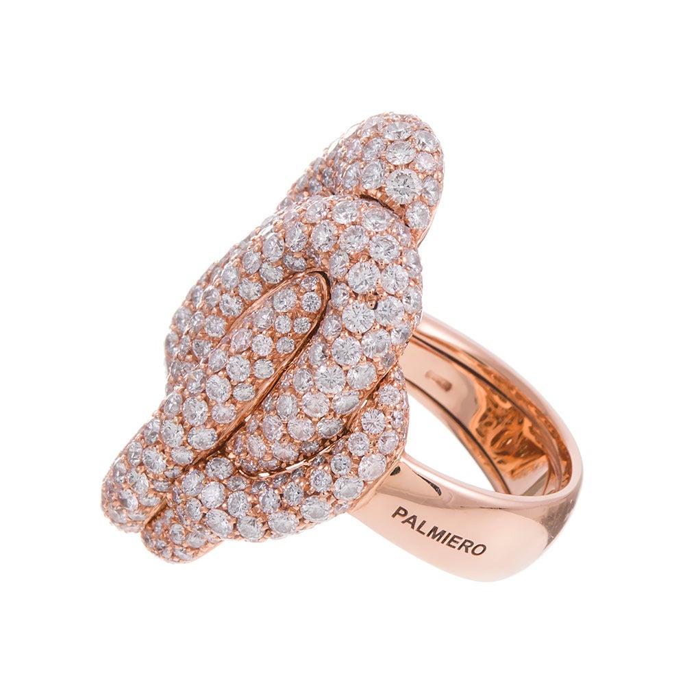 Palmeiro Italian Diamond Gold Knot Cluster Ring For Sale at 1stDibs