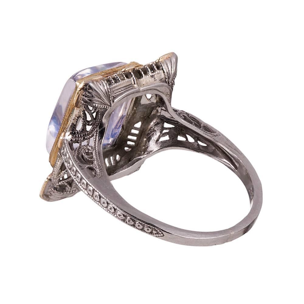 Blue Flash Moonstone and Enamel Filigree Ring at 1stDibs | moonstone ...
