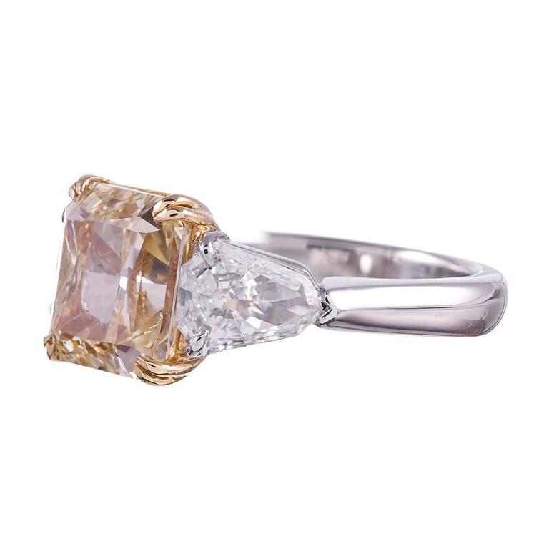 5.02 Carat Fancy Yellow Diamond with Shield Diamond Accents at 1stDibs