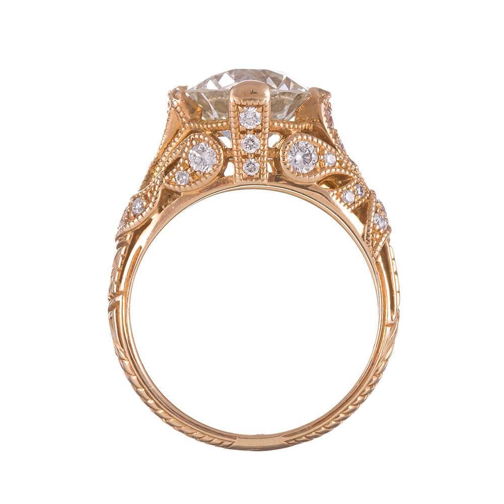 Art Nouveau Style 3.04 Carat Old European Cut Diamond Ring For Sale at ...