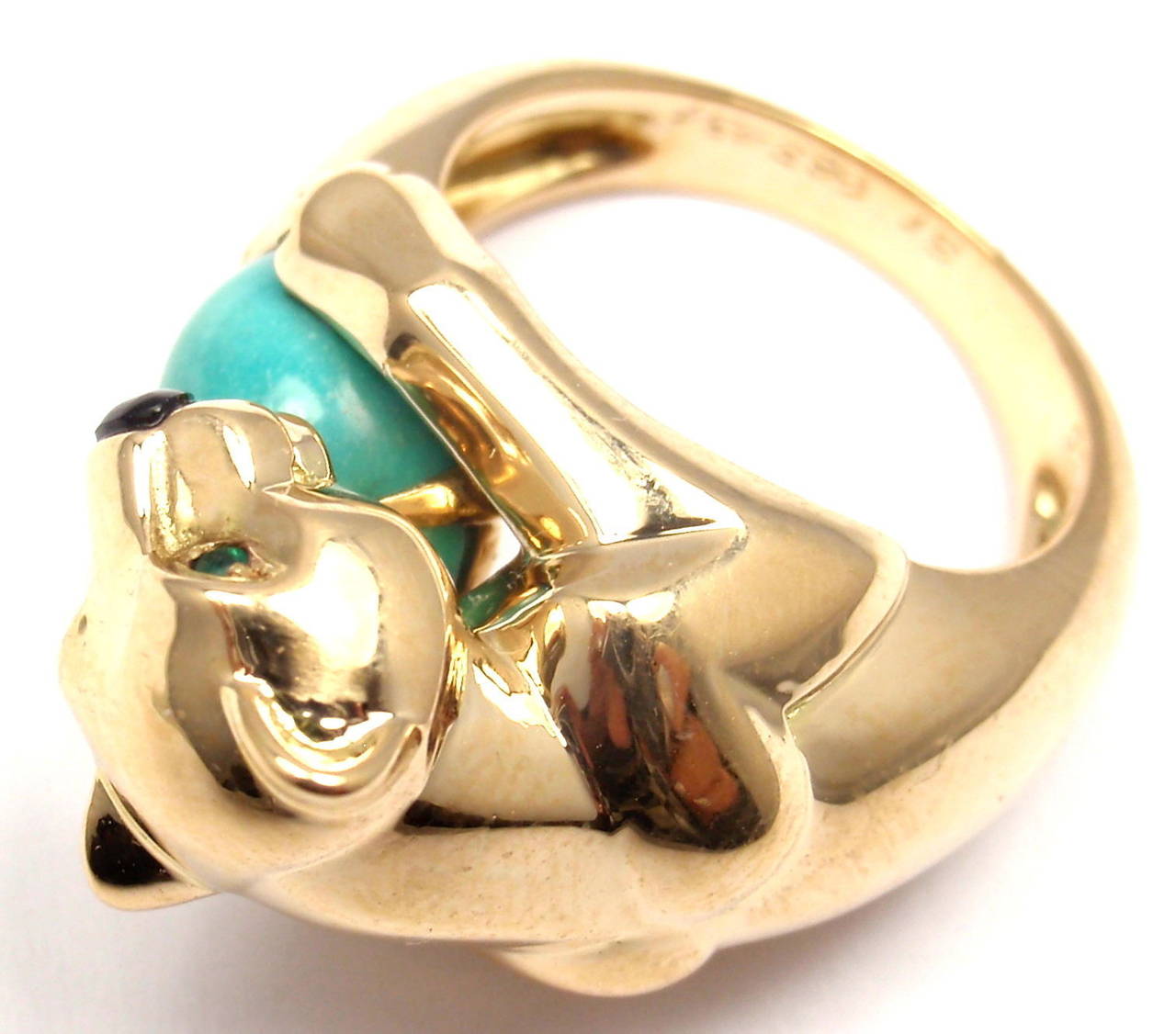 Cartier Onyx Turquoise Emerald Gold Panther Ring at 1stDibs | cartier ...