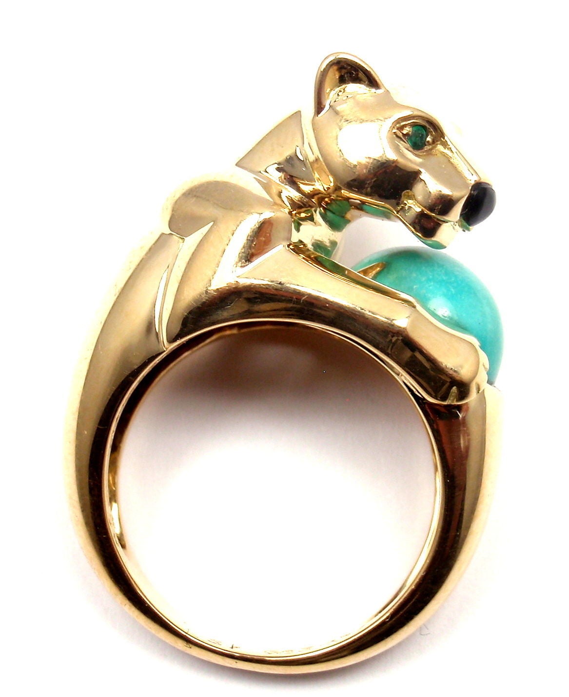 Cartier Onyx Turquoise Emerald Gold Panther Ring at 1stDibs | cartier ...