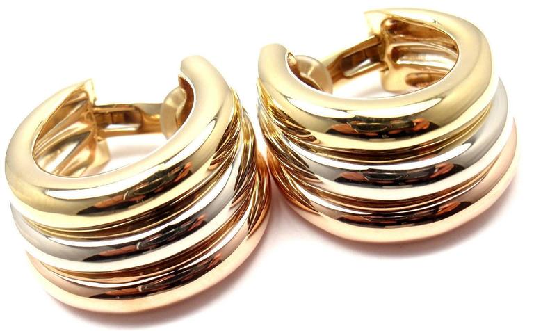 Cartier Large Trinity Tricolor Gold Hoop Earrings at 1stDibs