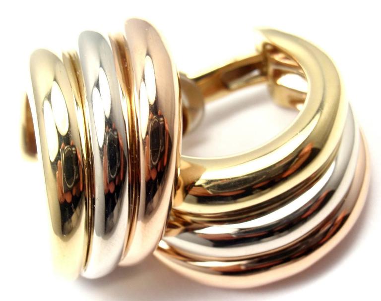 Cartier Large Trinity Tricolor Gold Hoop Earrings at 1stDibs