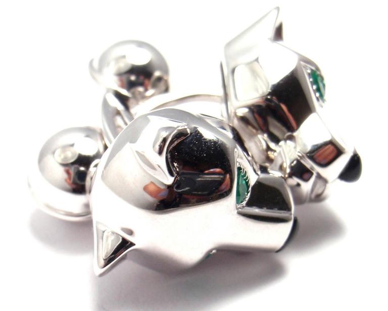 Cartier Panthere Panther Black Onyx Emerald Gold Cufflinks at 1stDibs ...