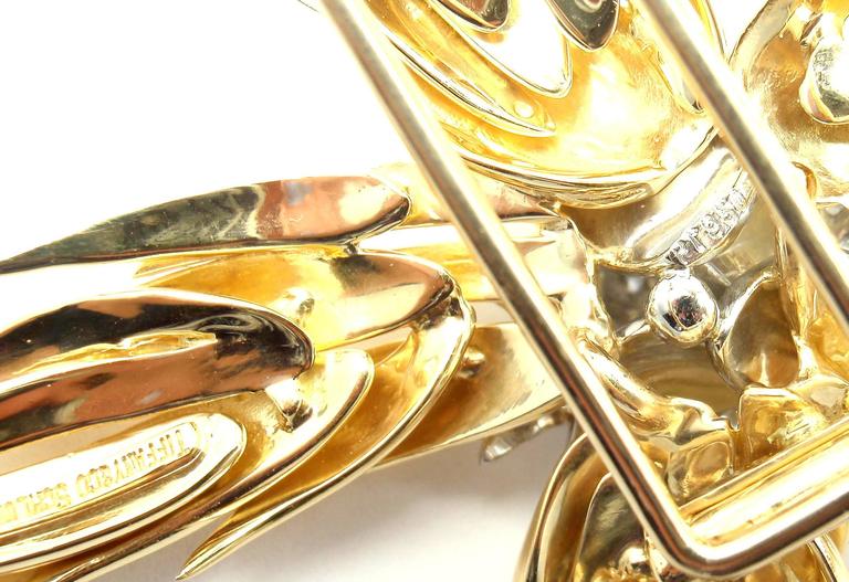 Tiffany and Co. Schlumberger Paris Diamond Platinum Gold Flame Pin ...