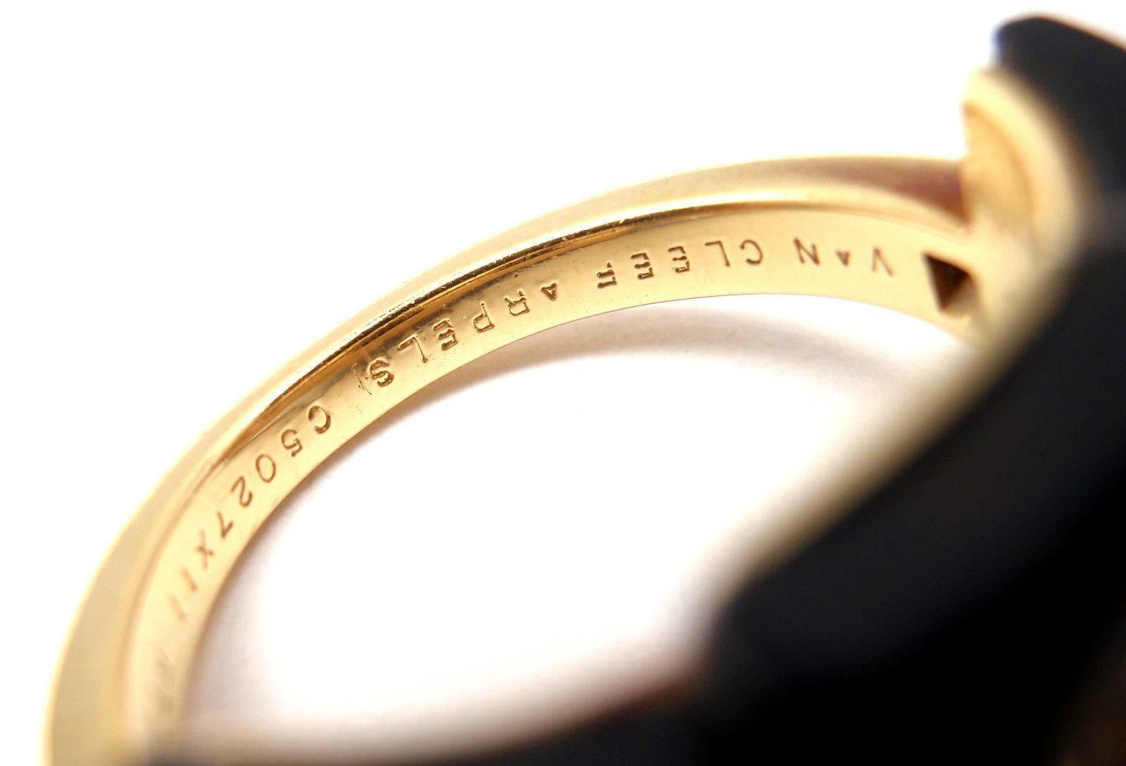 Van Cleef and Arpels Black Onyx Diamond Gold Ring at 1stDibs | van ...