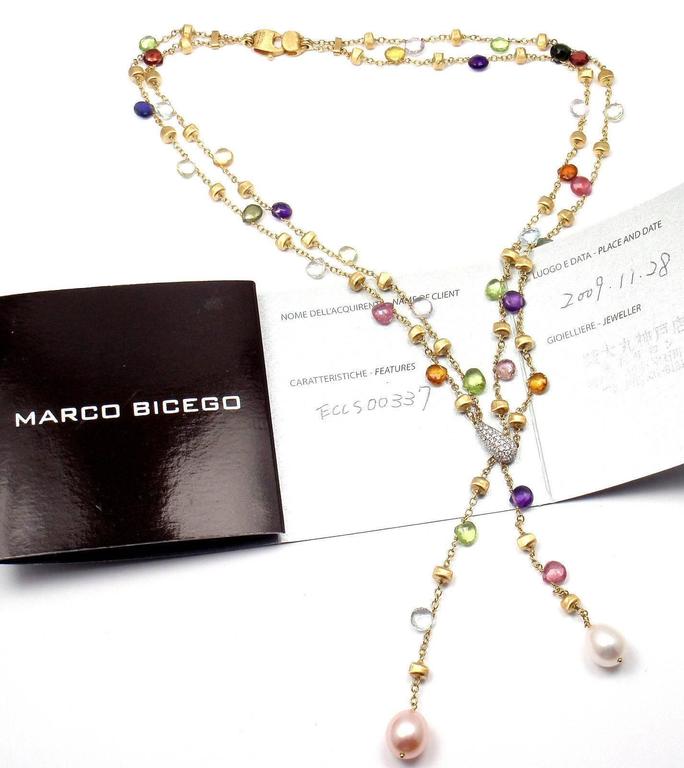Marco Bicego Paradise Multicolor Gemstone Diamond Gold Lariat Necklace at 1stDibs | marco bicego ...