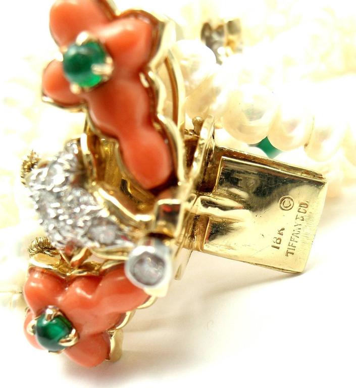 Tiffany and Co. Donald Claflin Pearl Coral Emerald Diamond Gold ...