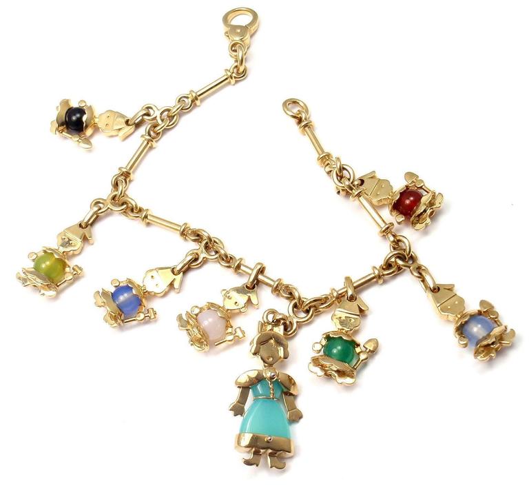 Pomellato Chalcedony Gold Snow White and Seven Dwarfs Charm Bracelet at ...