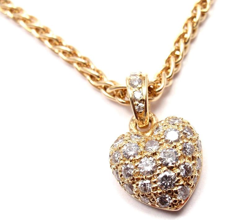 Cartier Diamond Gold Heart Pendant Necklace at 1stDibs