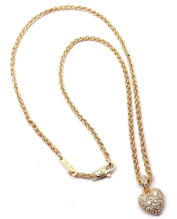 Cartier Diamond Gold Heart Pendant Necklace at 1stDibs