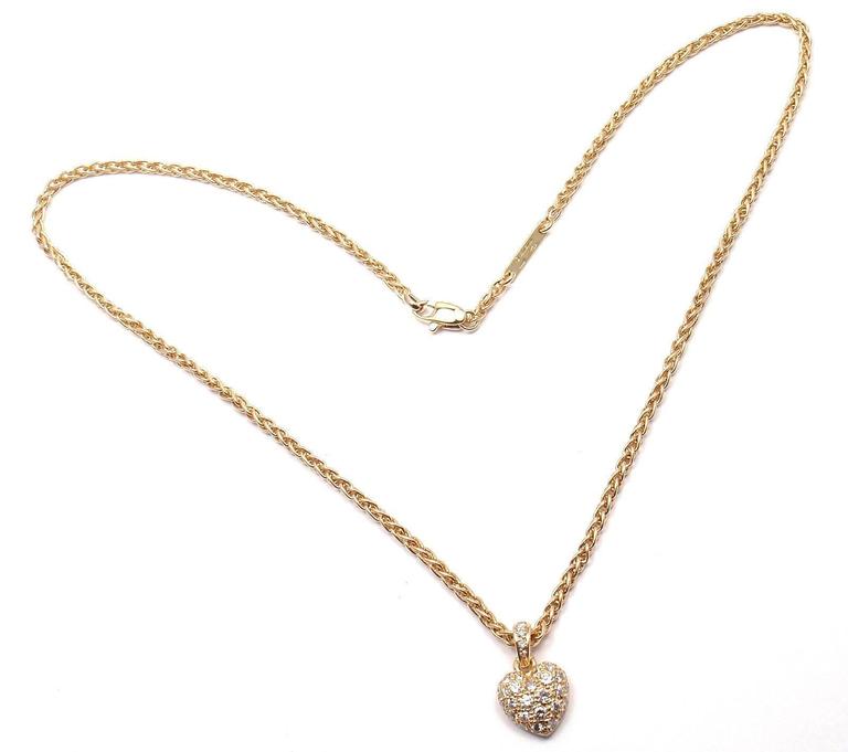 Cartier Diamond Gold Heart Pendant Necklace at 1stDibs