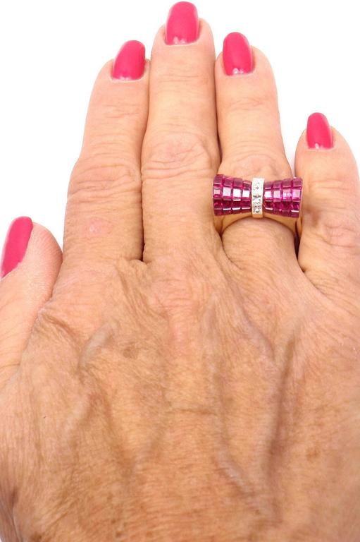 Diamond Ruby Invisible Setting Bow Yellow Gold Ring at 1stDibs ...