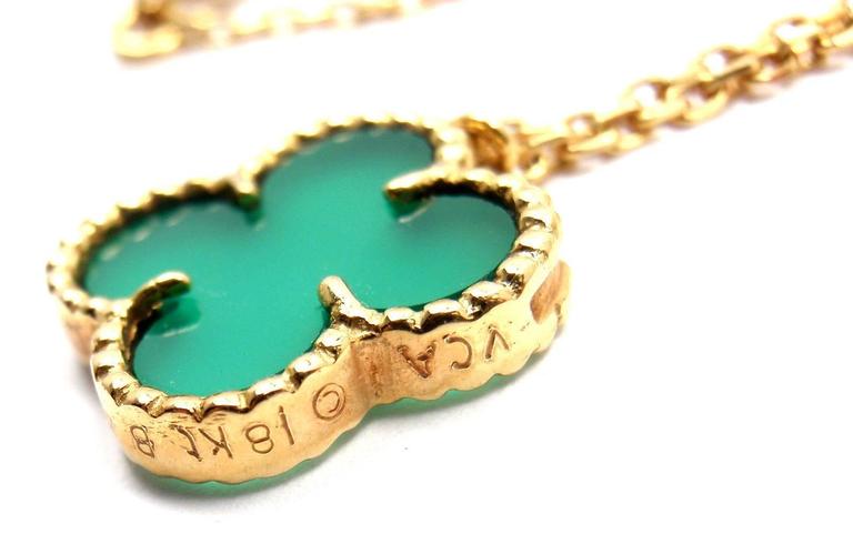 Van Cleef and Arpels Alhambra Green Chalcedony Yellow Gold Pendant ...