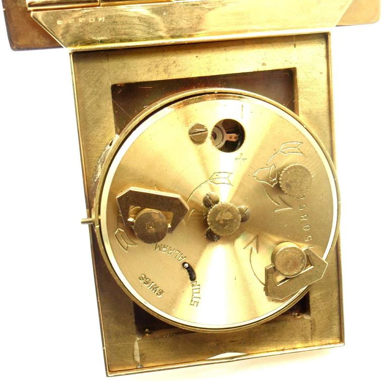 Cartier Double C Mechanical Travel Alarm Yellow Gold Clock at 1stDibs