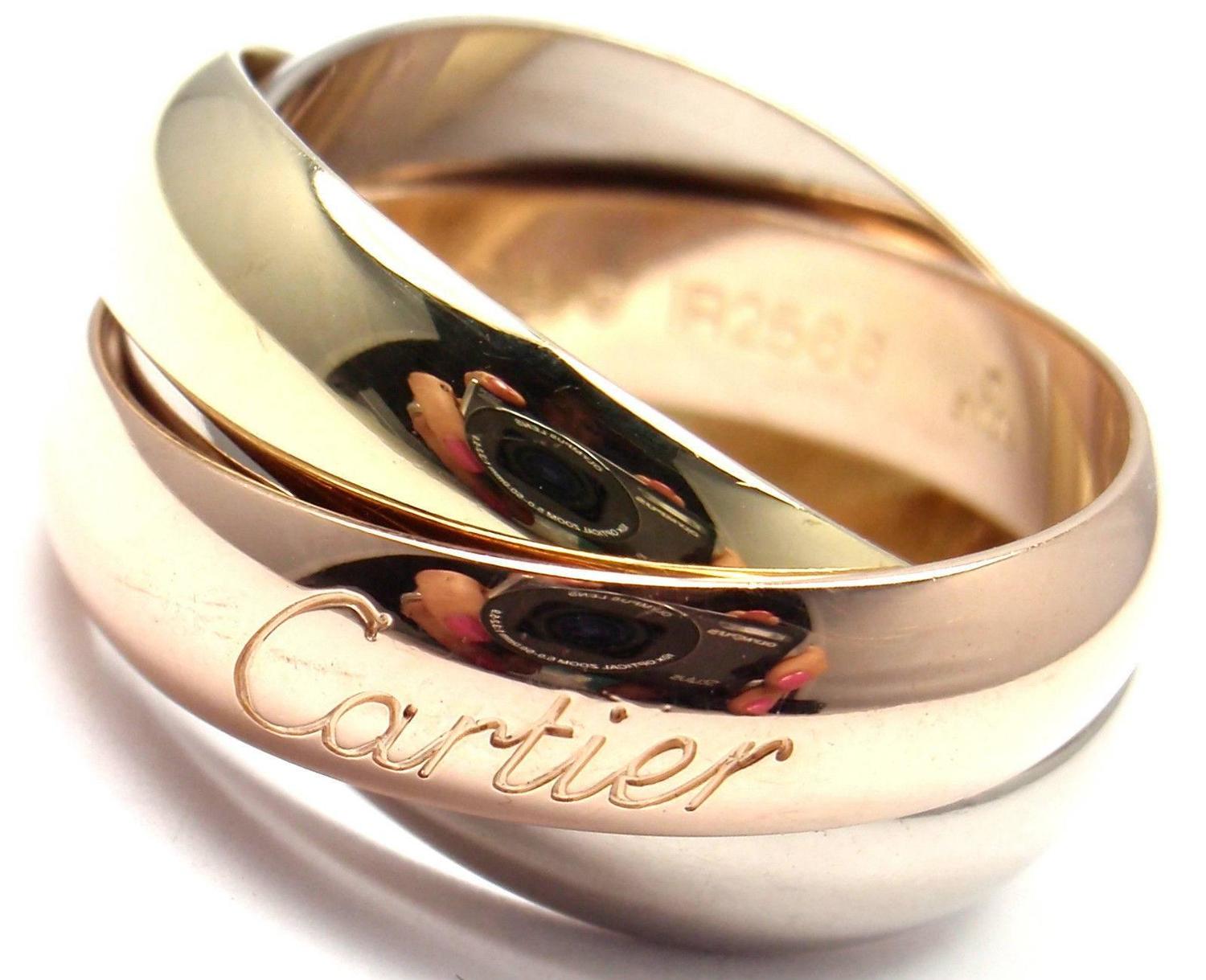 Cartier Trinity De Cartier Large Model Tricolor Gold Band Ring For Sale ...