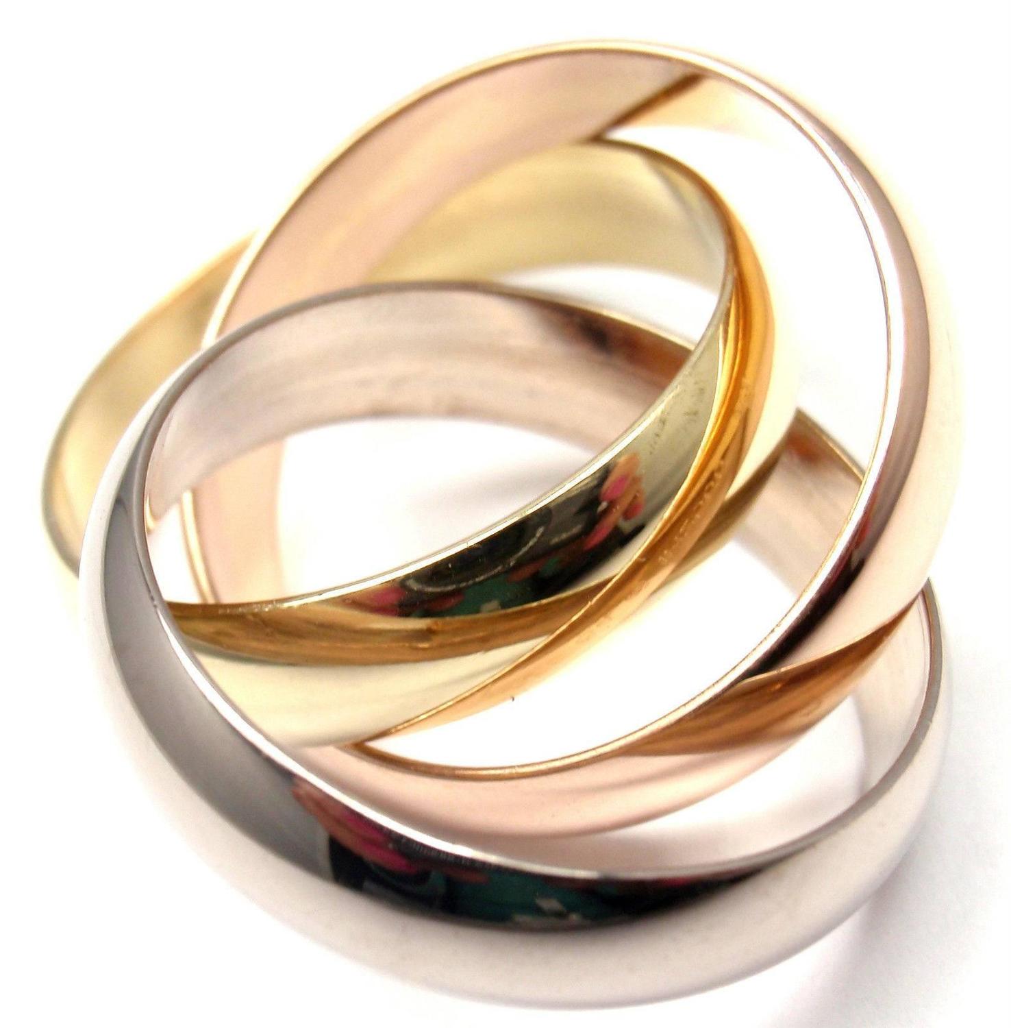 Cartier Trinity De Cartier Large Model Tricolor Gold Band Ring For Sale ...