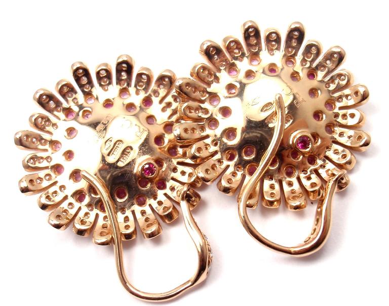 Roberto Coin Pink Sapphire Tourmaline Diamond Rose Gold Earrings at 1stDibs