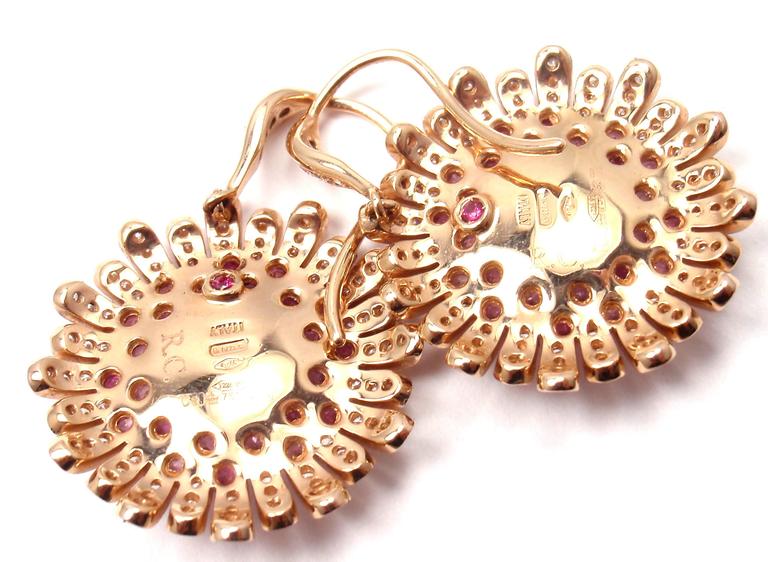 Roberto Coin Pink Sapphire Tourmaline Diamond Rose Gold Earrings at 1stDibs