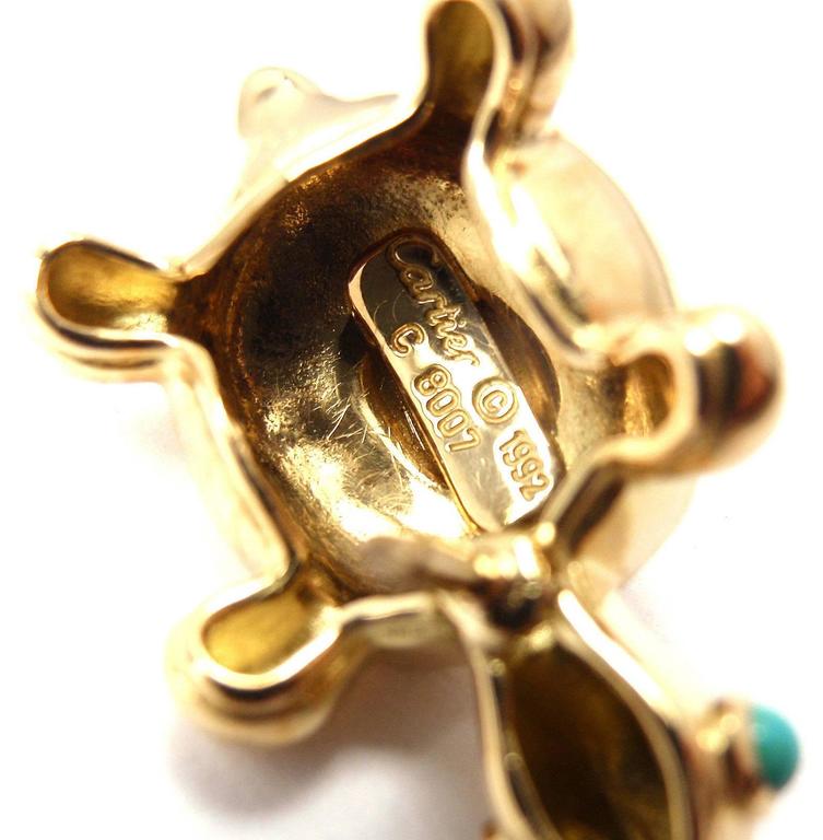 Cartier Turquoise Yellow Gold Turtle Tie Lapel Pin For Sale at 1stDibs ...