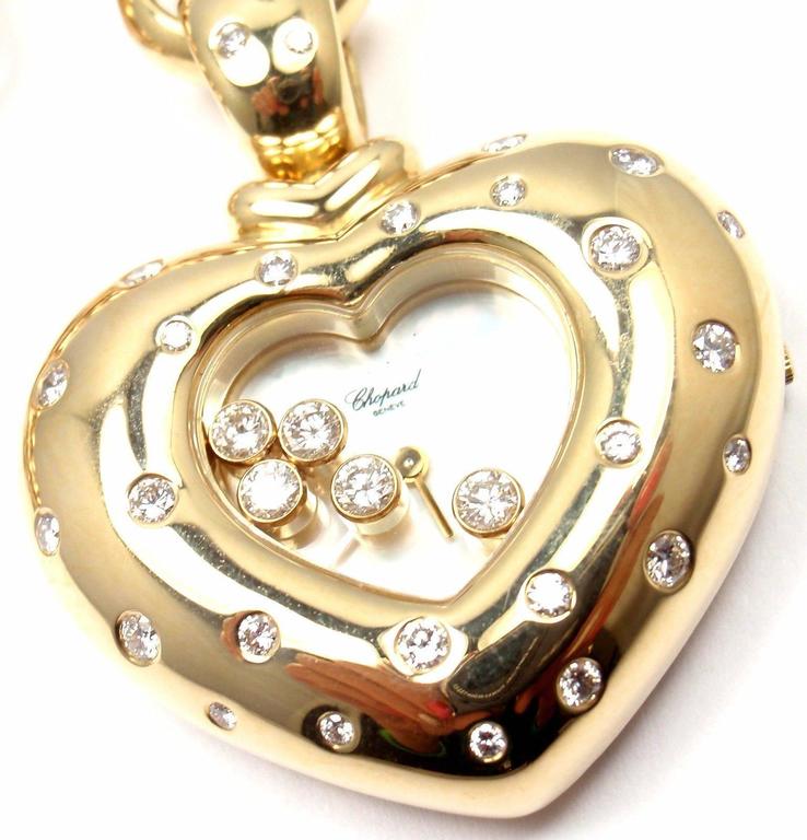 Chopard Happy Diamond Yellow Gold Heart Shape Watch Pendant Necklace at ...