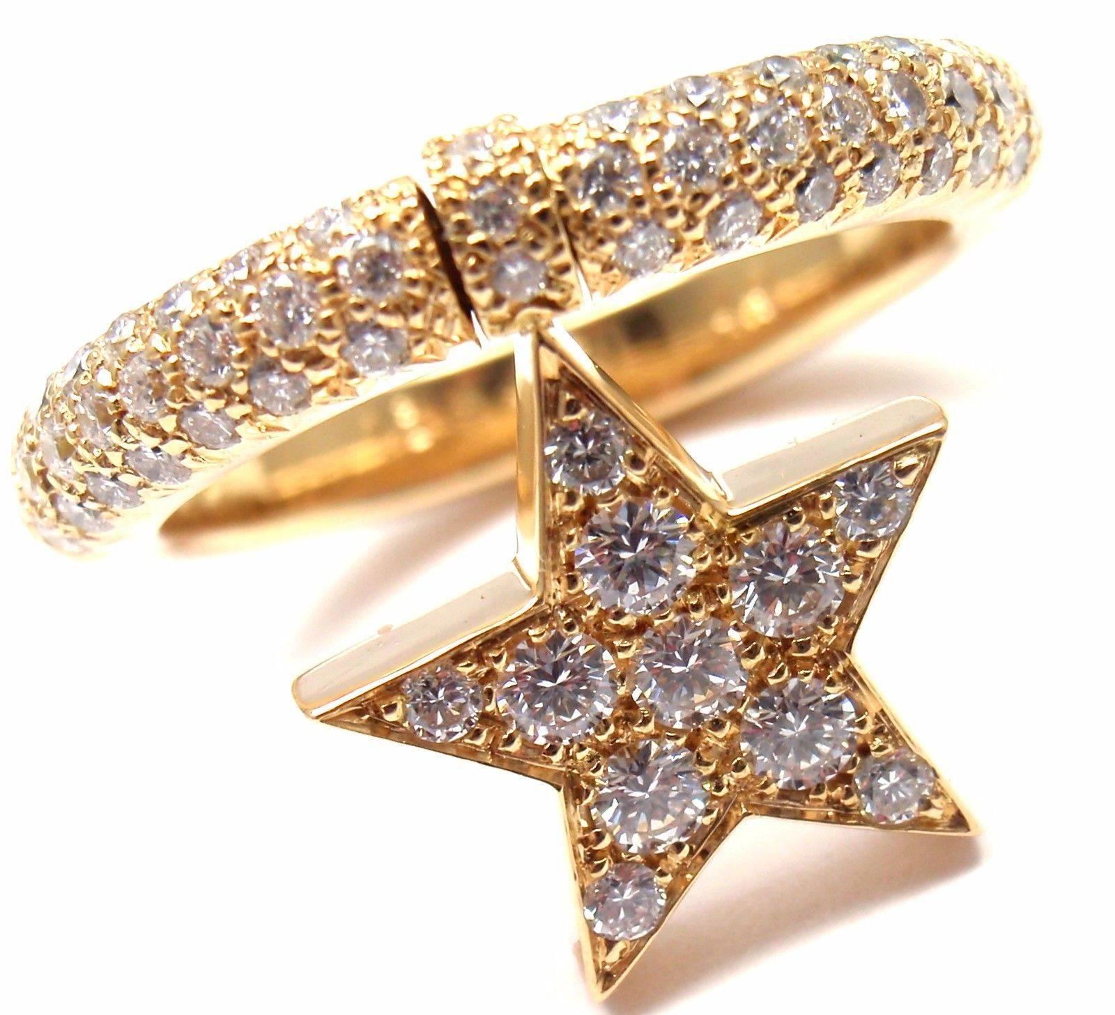 CHANEL Comete Diamond Star Yellow Gold Band Ring at 1stDibs | chanel ...