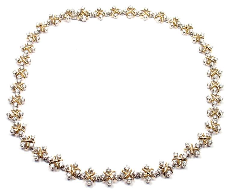 Tiffany and Co. Lynn Diamond Yellow Gold Platinum Necklace at 1stDibs ...