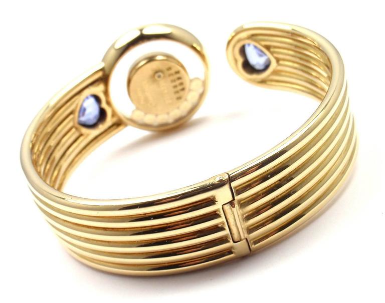 Chopard Happy Diamond Tanzanite Bangle Cuff Yellow Gold Watch at 1stDibs