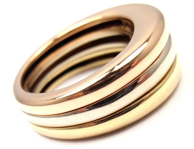 Cartier Stacking Three Band Tricolor Gold Ring at 1stDibs | cartier ...