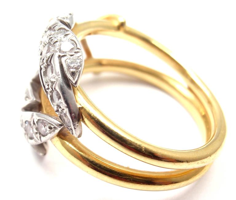 Tiffany and Co. Schlumberger Diamond Yellow Gold Platinum Two Leaves ...