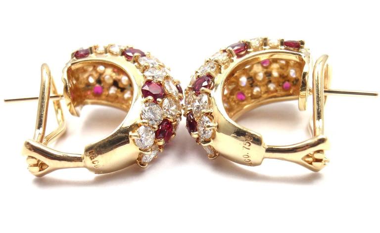 Tiffany and Co. Diamond Ruby Yellow Gold Hoop Earrings at 1stDibs ...