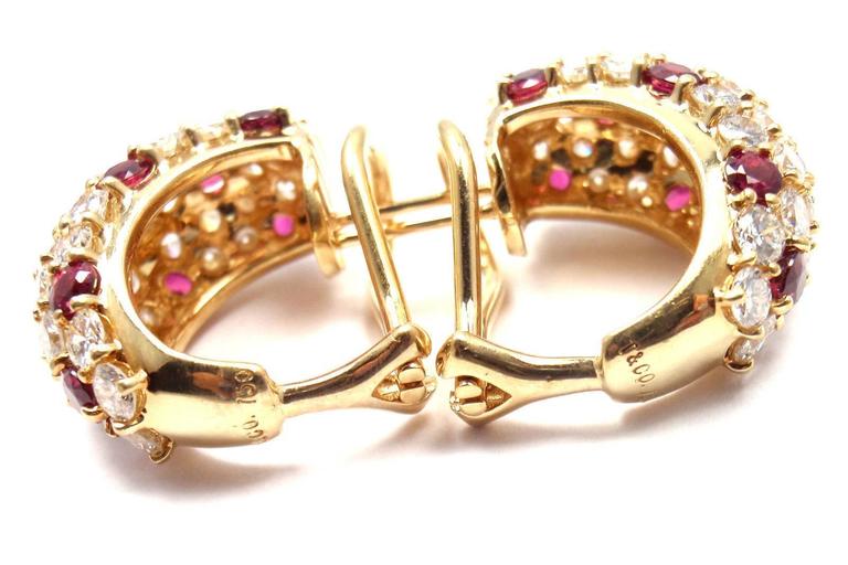 Tiffany and Co. Diamond Ruby Yellow Gold Hoop Earrings at 1stDibs ...