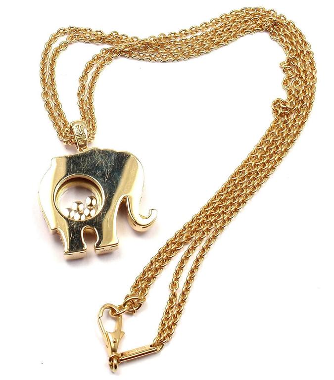 Chopard Happy Elephant Diamond Ruby Large Yellow Gold Pendant Necklace ...