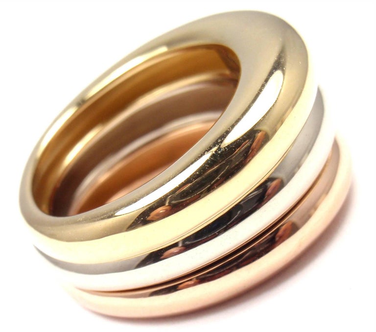 Cartier Stacking Tri-Color Gold Wide Band Ring at 1stDibs