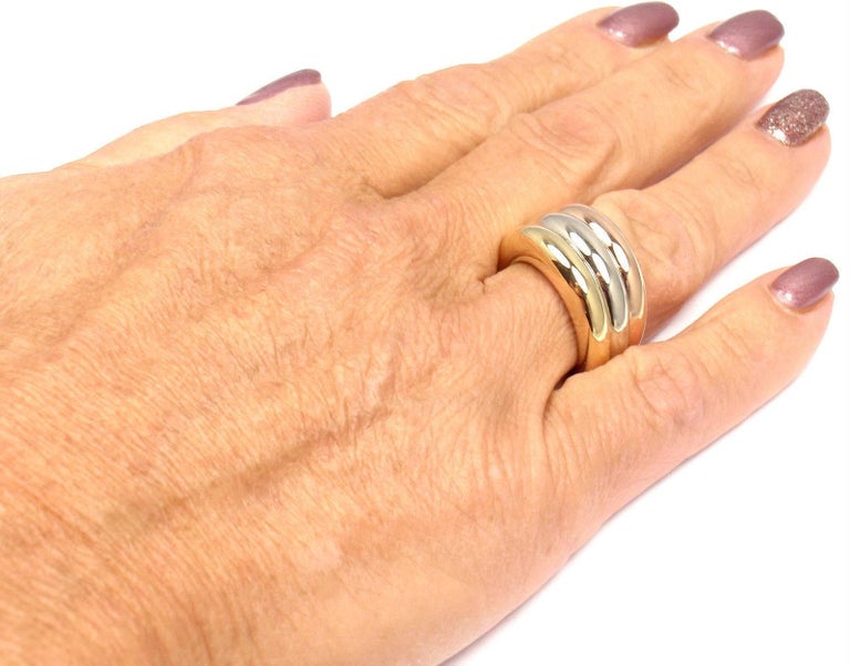 Cartier Stacking Tri-Color Gold Wide Band Ring at 1stDibs