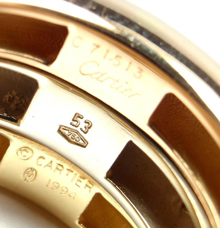Cartier Stacking Tri-Color Gold Wide Band Ring at 1stDibs