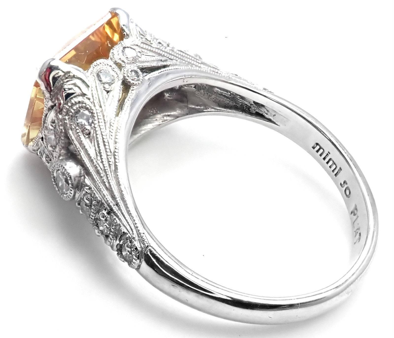 Mimi So Diamond Citrine Platinum Ring at 1stDibs