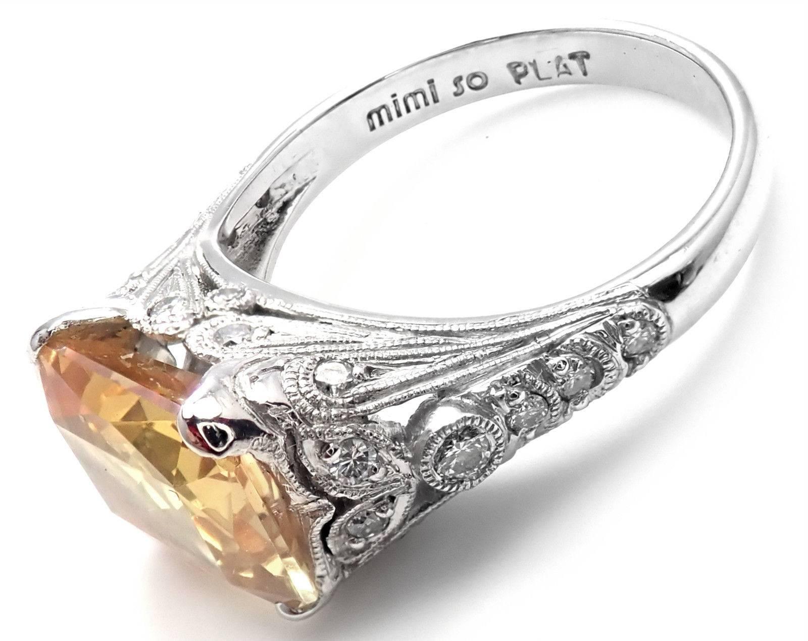 Mimi So Diamond Citrine Platinum Ring at 1stDibs