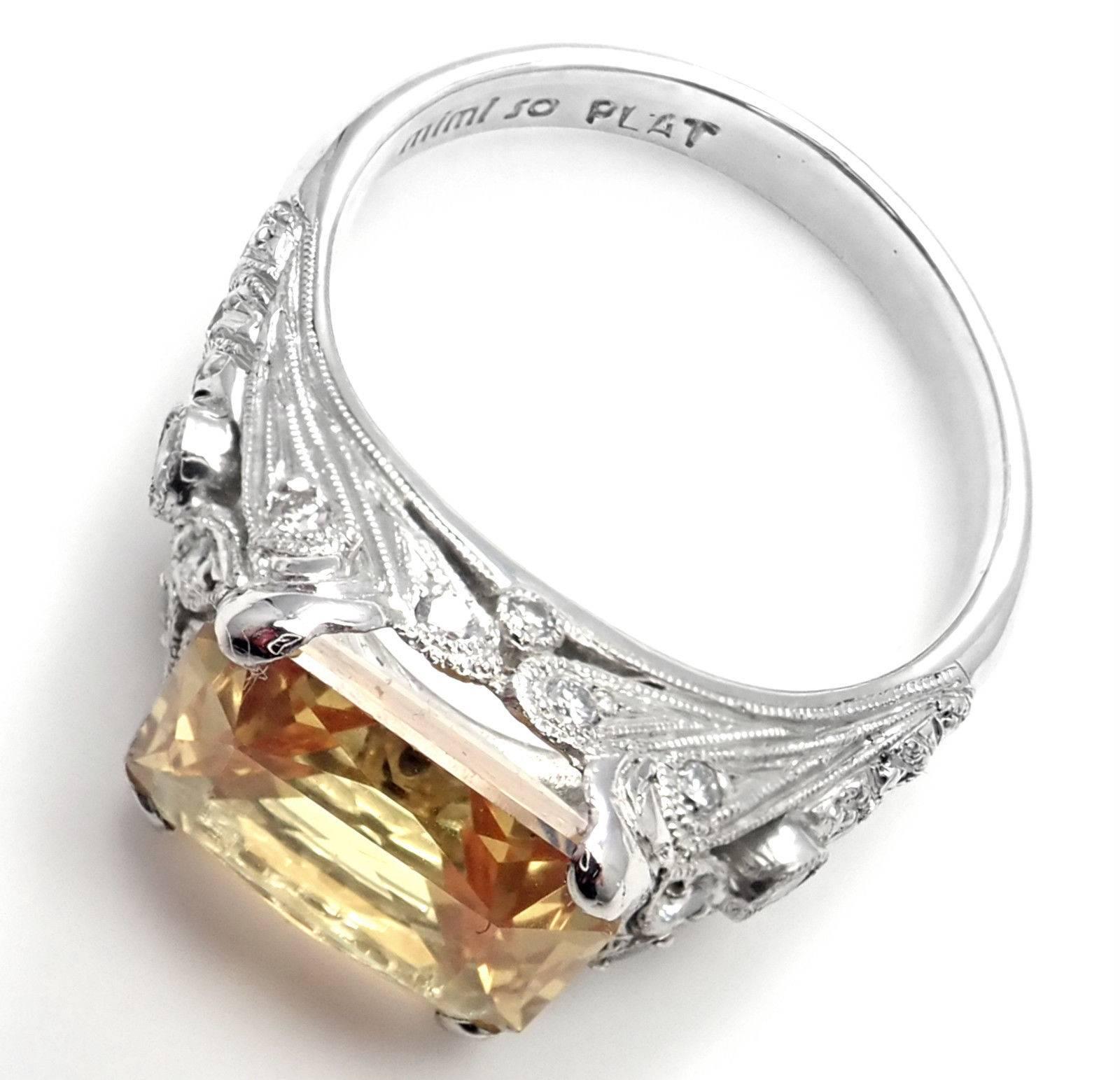Mimi So Diamond Citrine Platinum Ring at 1stDibs