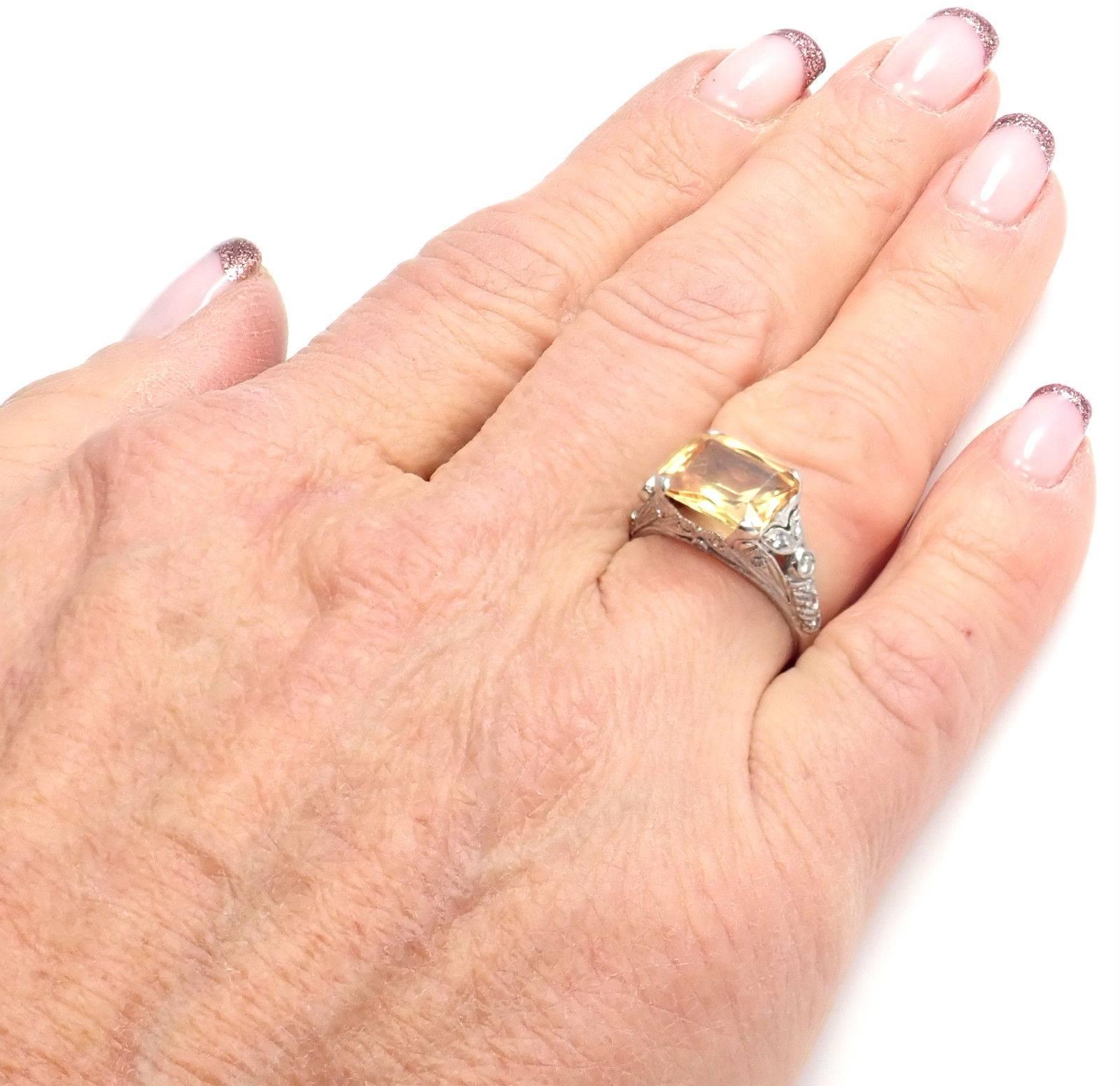 Mimi So Diamond Citrine Platinum Ring at 1stDibs