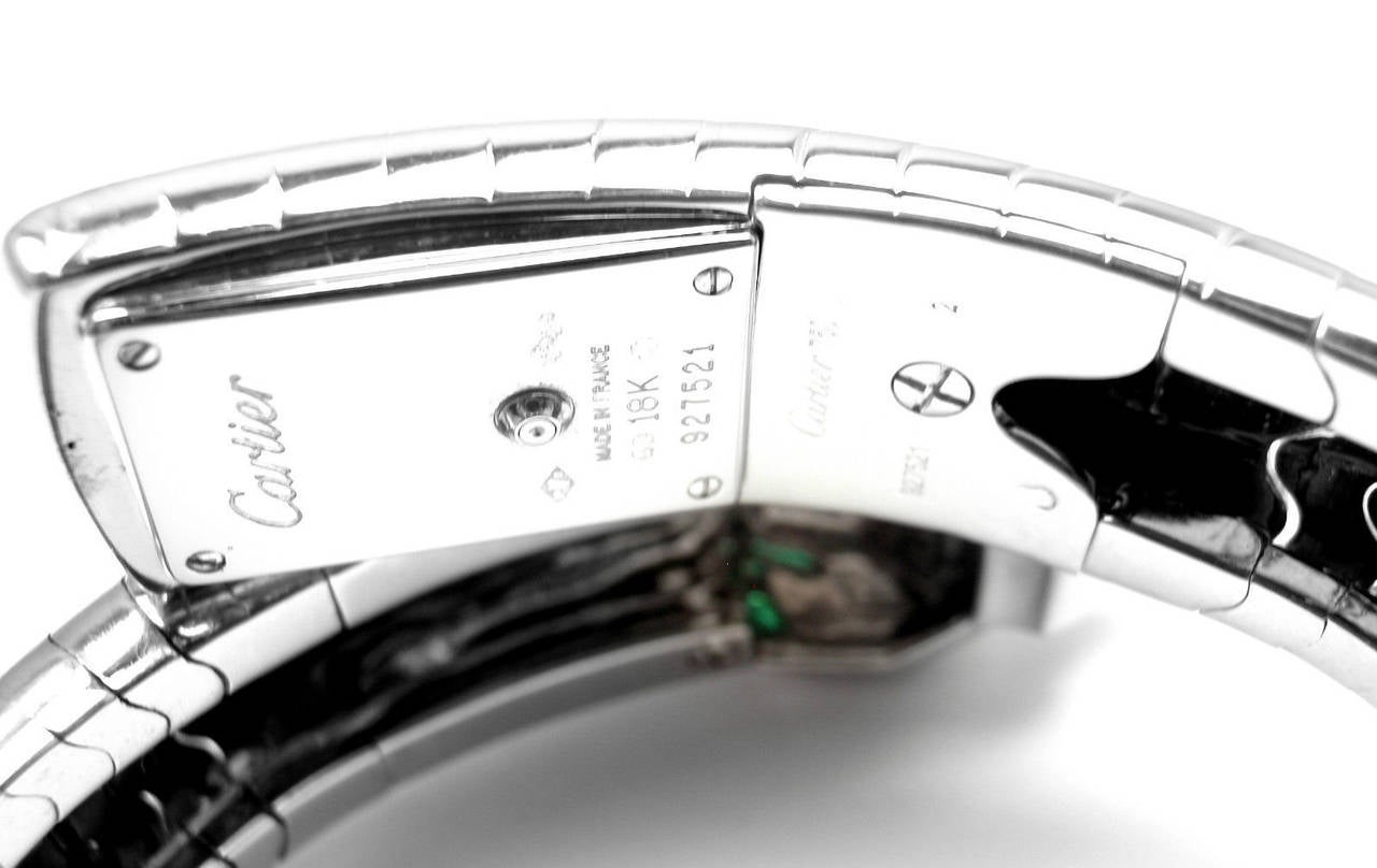 Cartier White Gold Diamond Emerald Panther Bangle Watch at 1stDibs ...