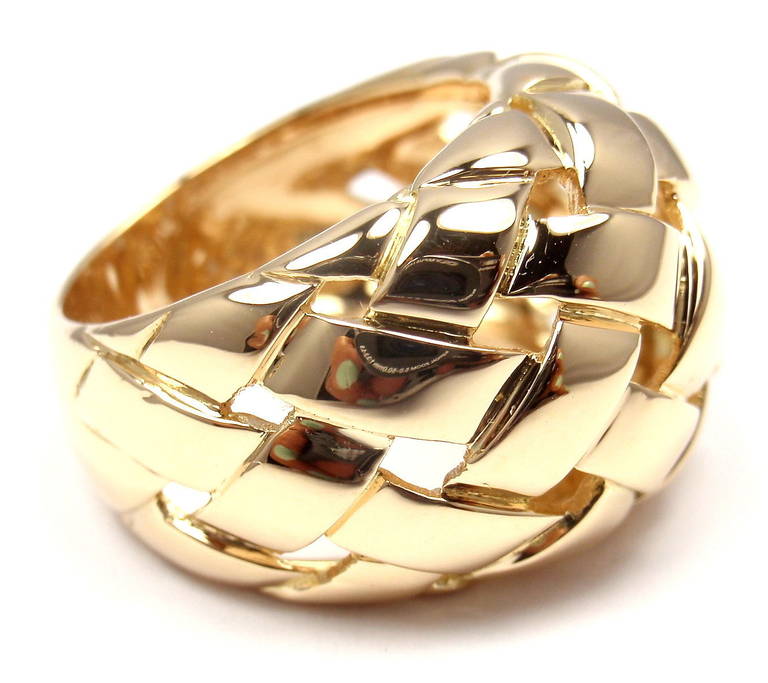 Van Cleef and Arpels VCA Basket Weave Yellow Gold Band Ring at 1stDibs ...