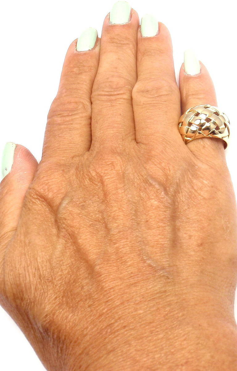 Van Cleef and Arpels VCA Basket Weave Yellow Gold Band Ring at 1stDibs ...
