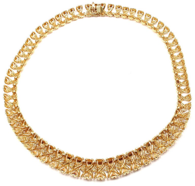Van Cleef and Arpels VCA Diamond Yellow Gold Necklace at 1stDibs | vca ...