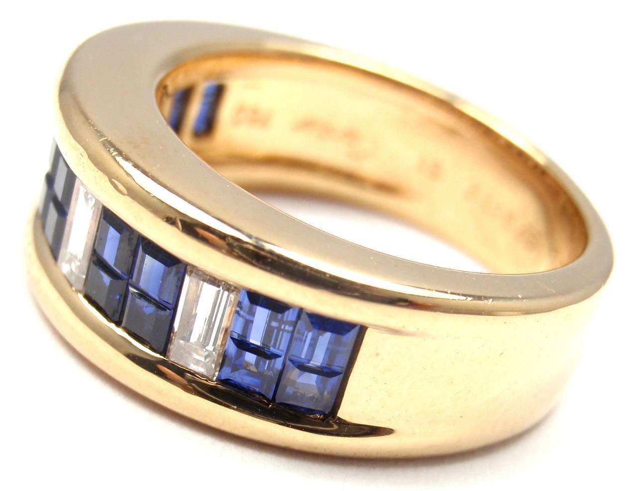 Cartier Diamond Invisible Set Sapphire Gold Band Ring at 1stDibs ...