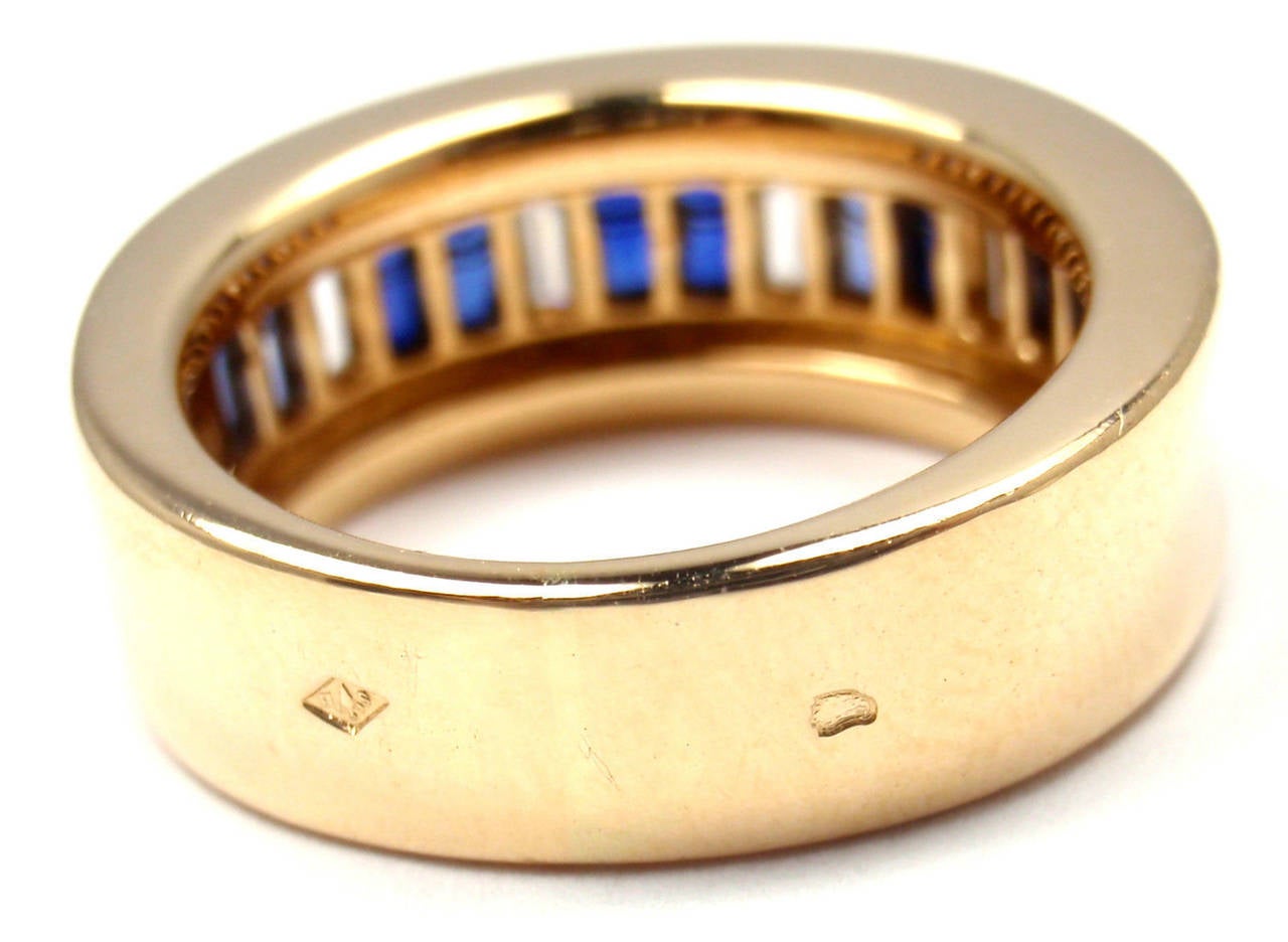 Cartier Diamond Invisible Set Sapphire Gold Band Ring at 1stDibs ...
