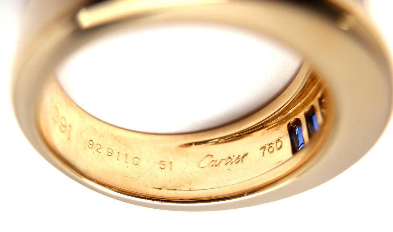 Cartier Diamond Invisible Set Sapphire Gold Band Ring at 1stDibs ...